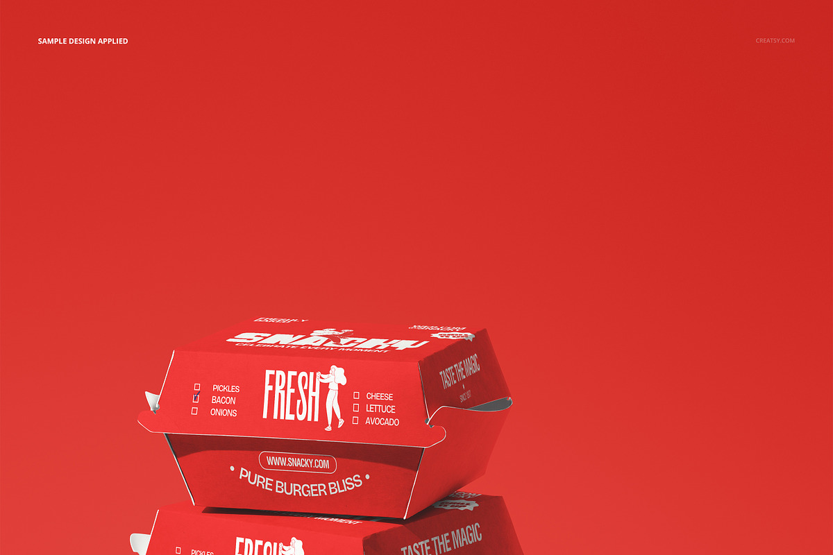 Burger Box Stack Mockup, a Packaging Mockup by creatsy5