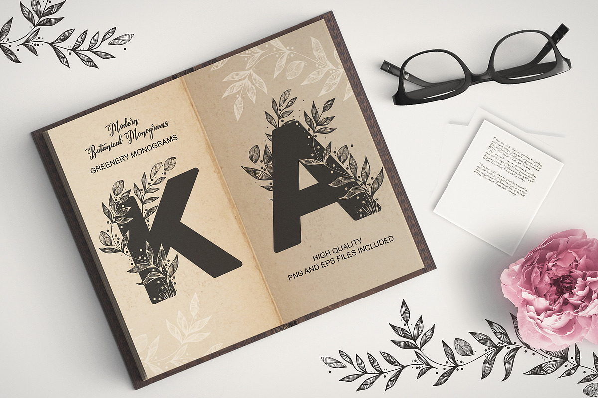 Greenery Monograms | Floral Alphabet, a Decorative Illustration by Tinydew