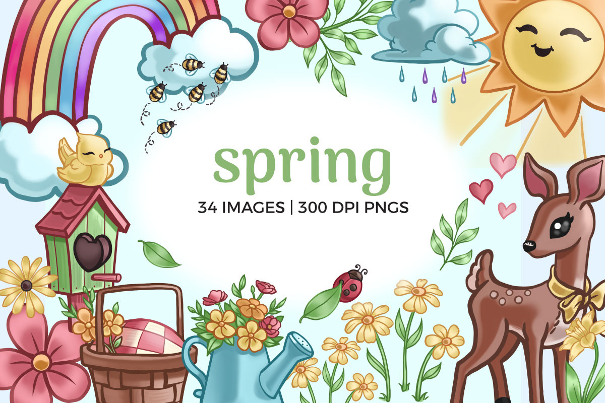 Spring Clipart Images, a Seasonal Illustration by TheClipAtelier