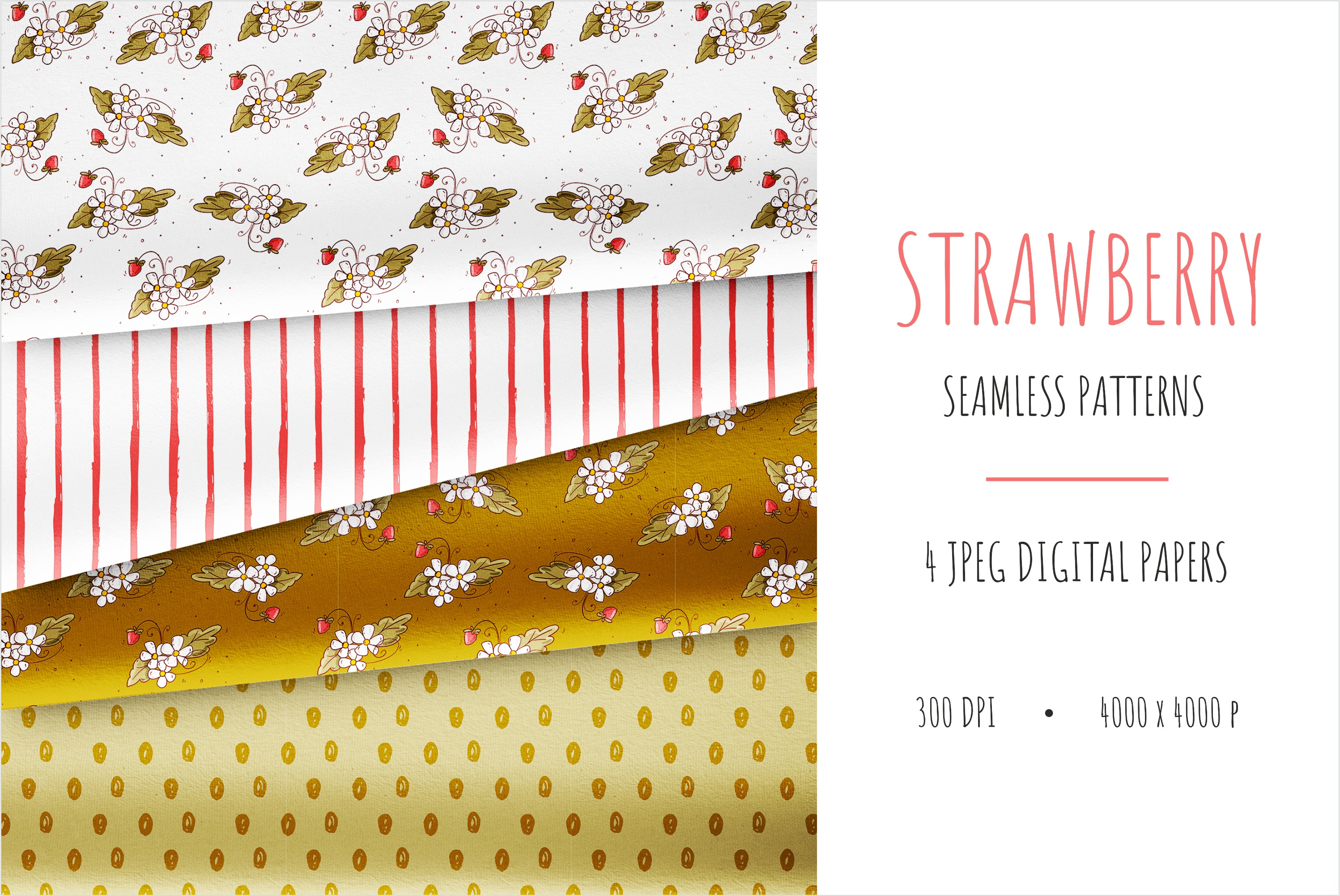 Strawberry Digital Paper Pattern, a Pattern Graphic by uea-design