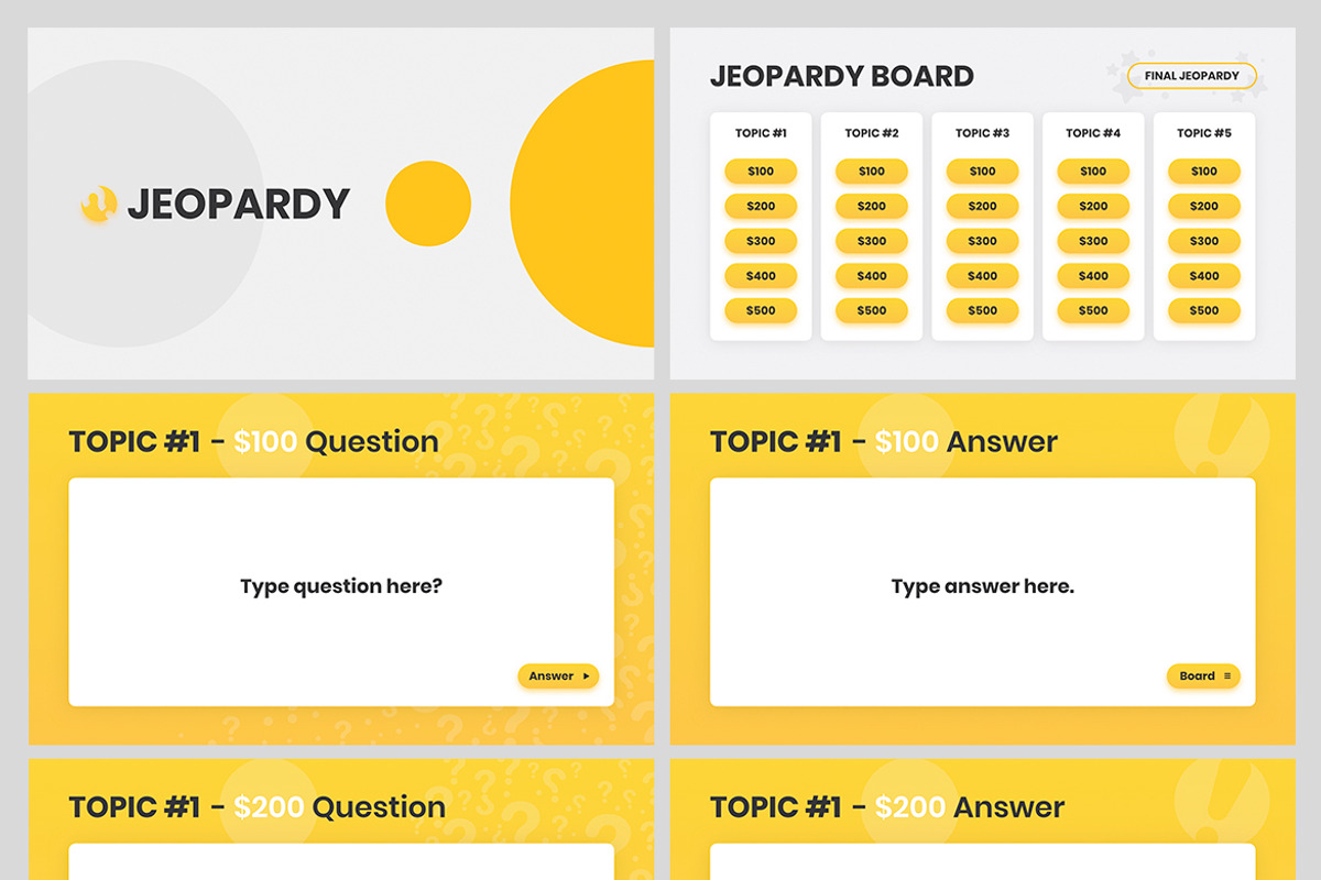 Jeopardy Google Slides, a Presentation Template by HiSlide.io