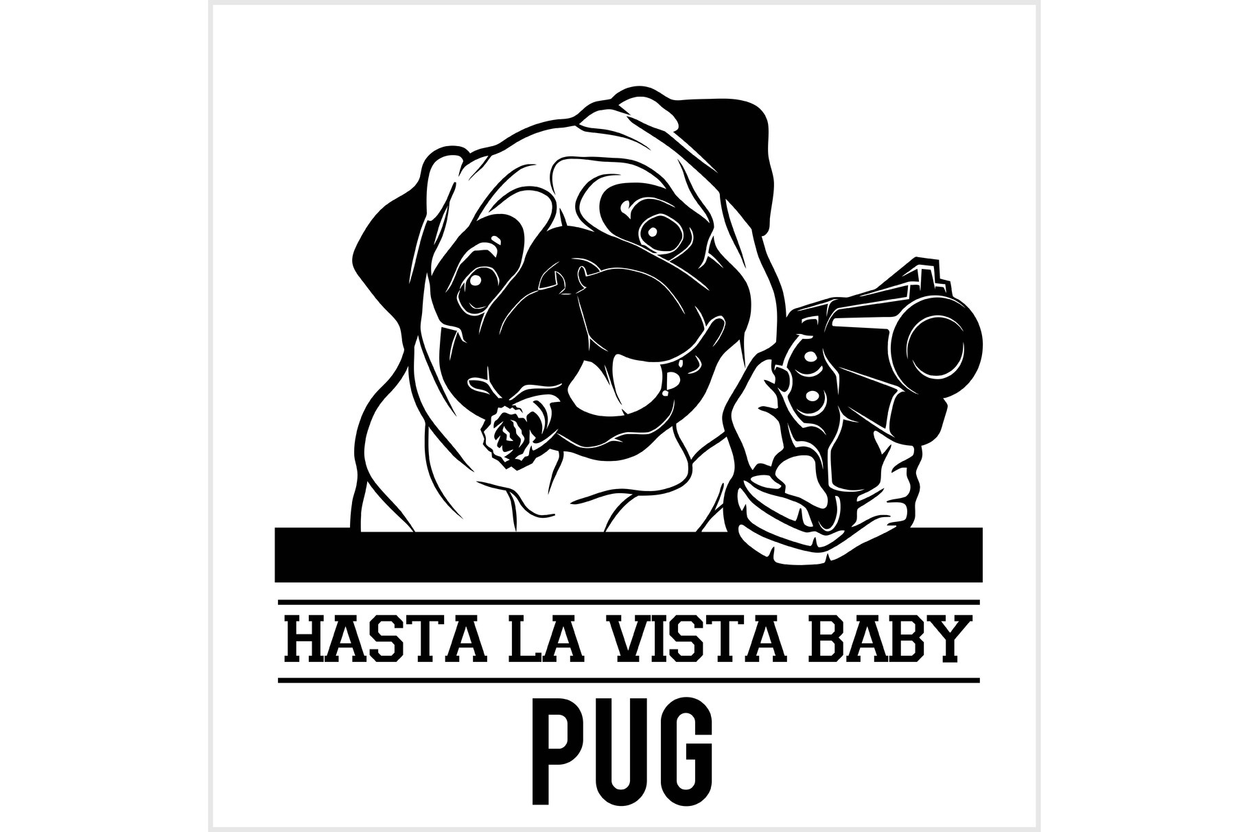 Pug dog with gun and cigar - Pug | Illustrations ~ Creative Market