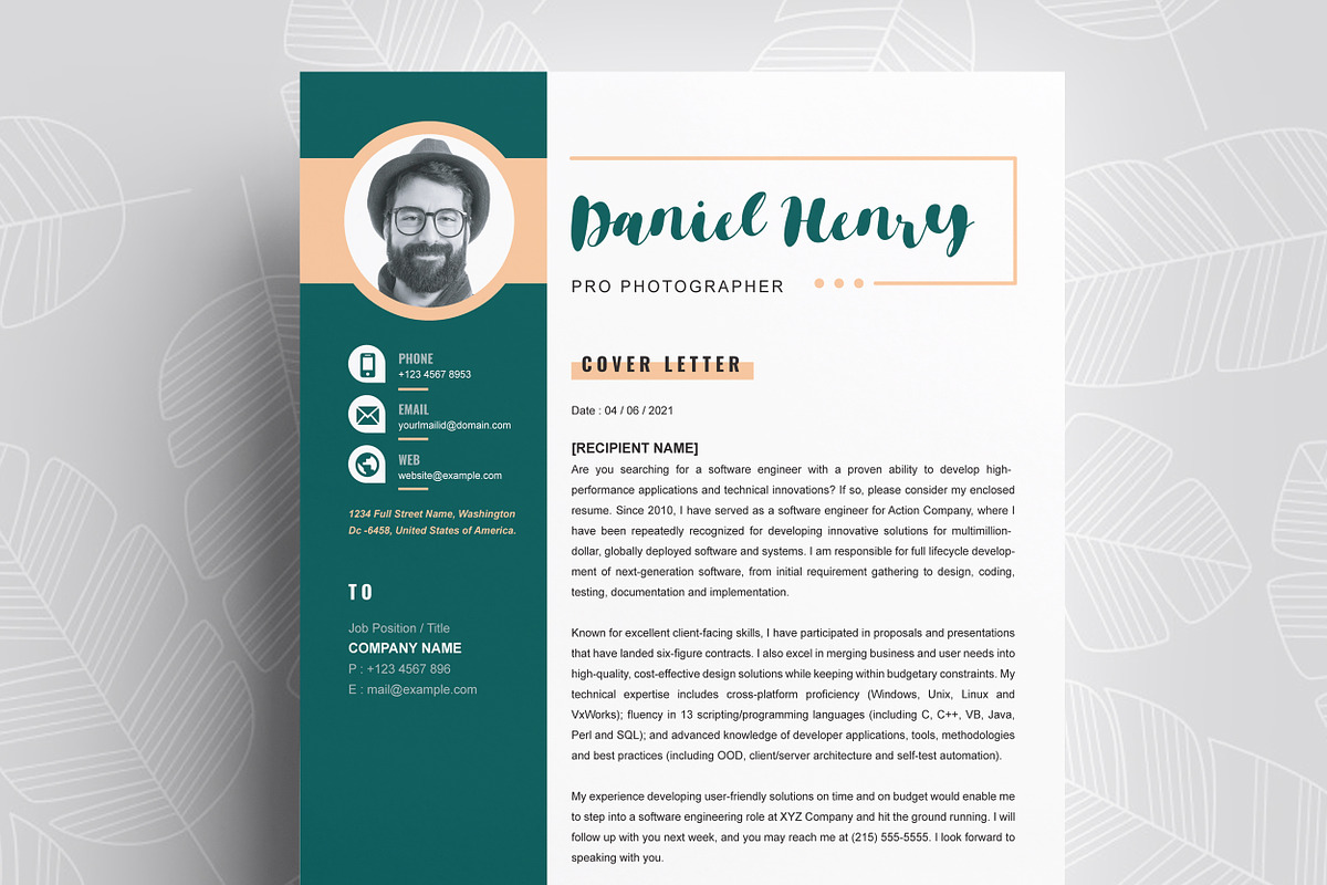 Modern Resume Template and Format | Creative Market