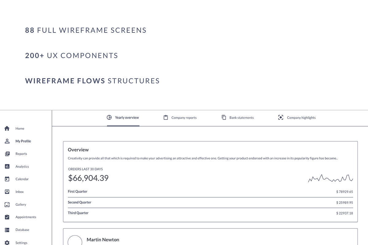 Dashboards UX Wireframes kit, a Wireframe Template by Giglio Designs ...