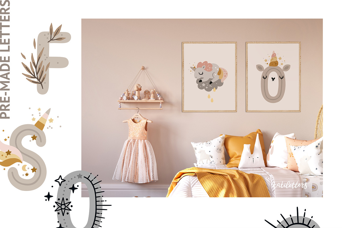 Kids Name creator Nursery art & Font, an Animal Illustration by tatiletters