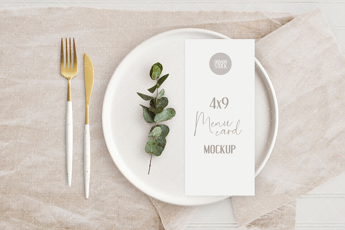 4x9 wedding menu mockup, a Print Template by Dorado Stock