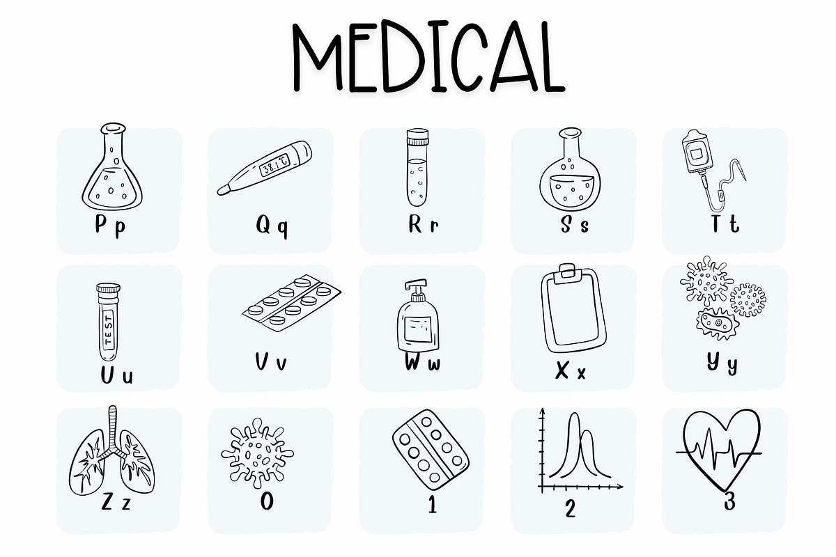 Medical |Symbols Fonts, a Symbol Font by Sirinart
