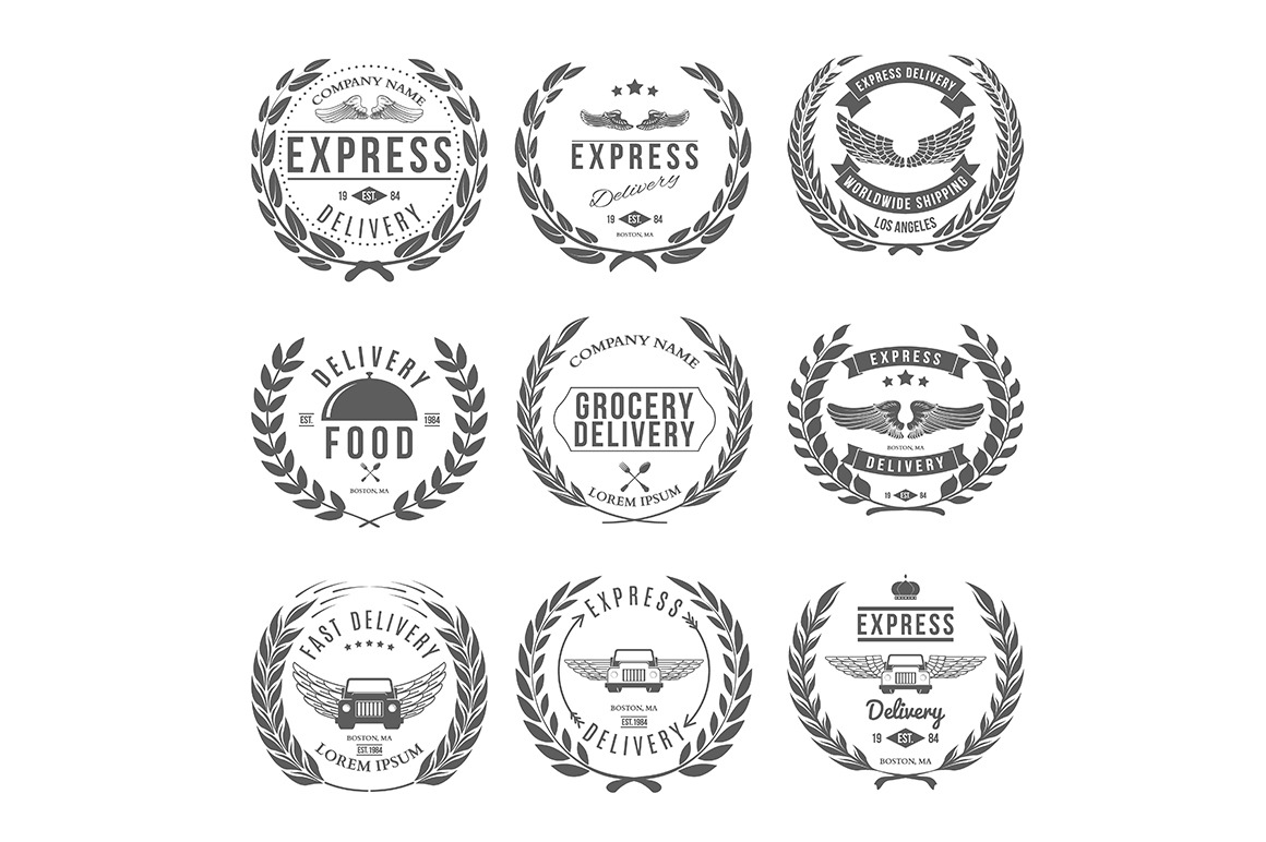 Express Delivery Label and Badges, a Food Illustration by idimair
