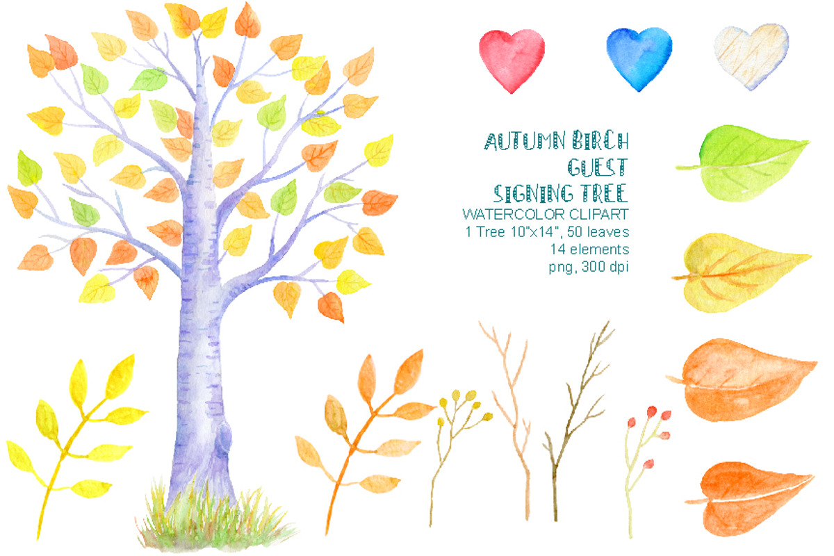 Autumn Birch Guest Signing Tree, an Illustration by Corner Croft