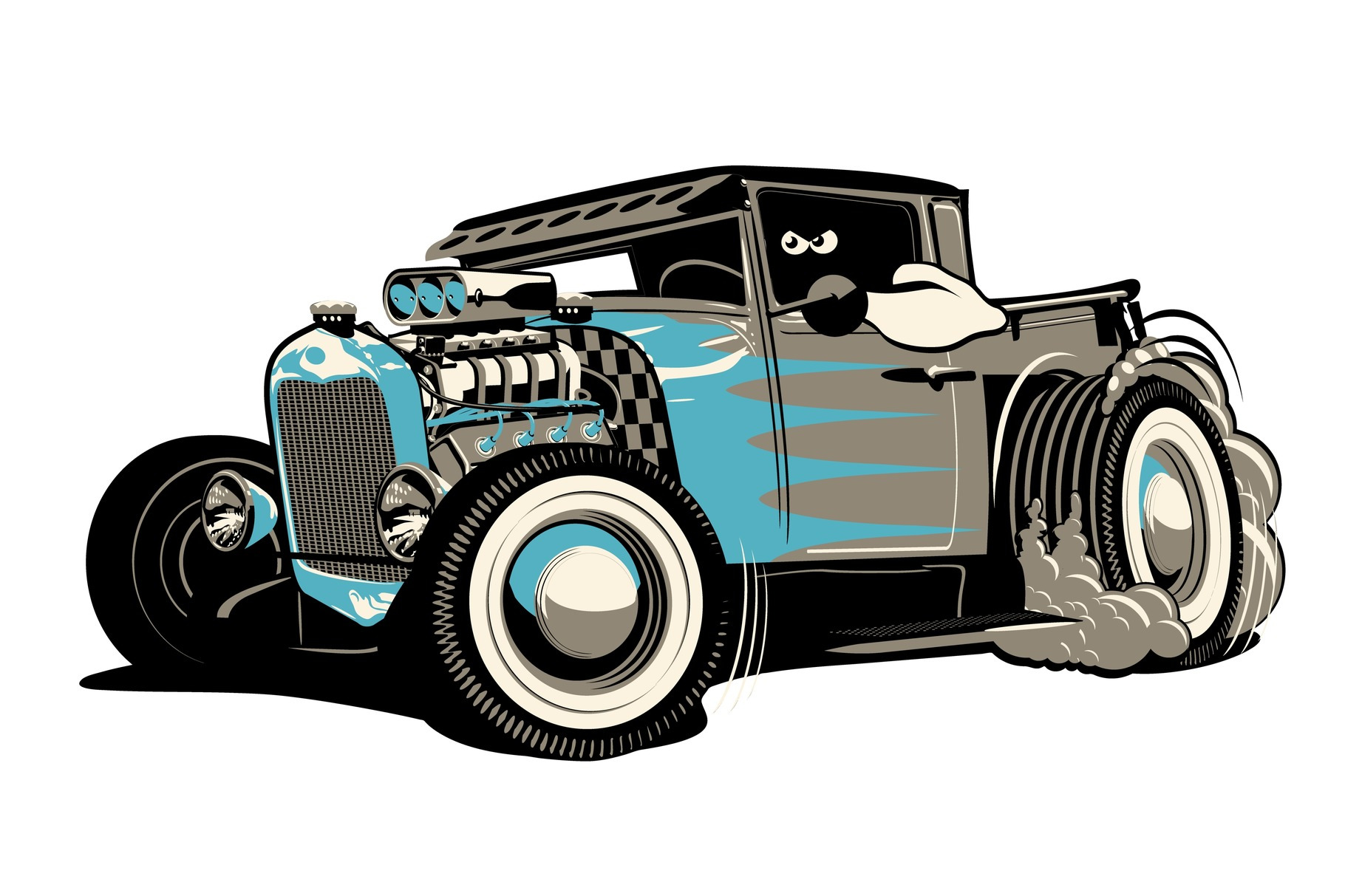Cartoon retro hot rod isolated on, a Sport Illustration by Mechanik