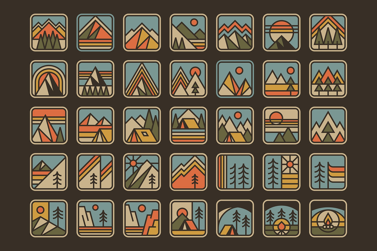 Simple Outdoor Badges, an Illustration by tifftuff