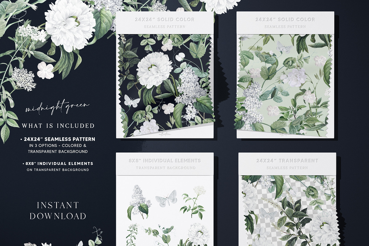 White Flowers Botanical Paper Pack, a Pattern Graphic by paper aesthetic