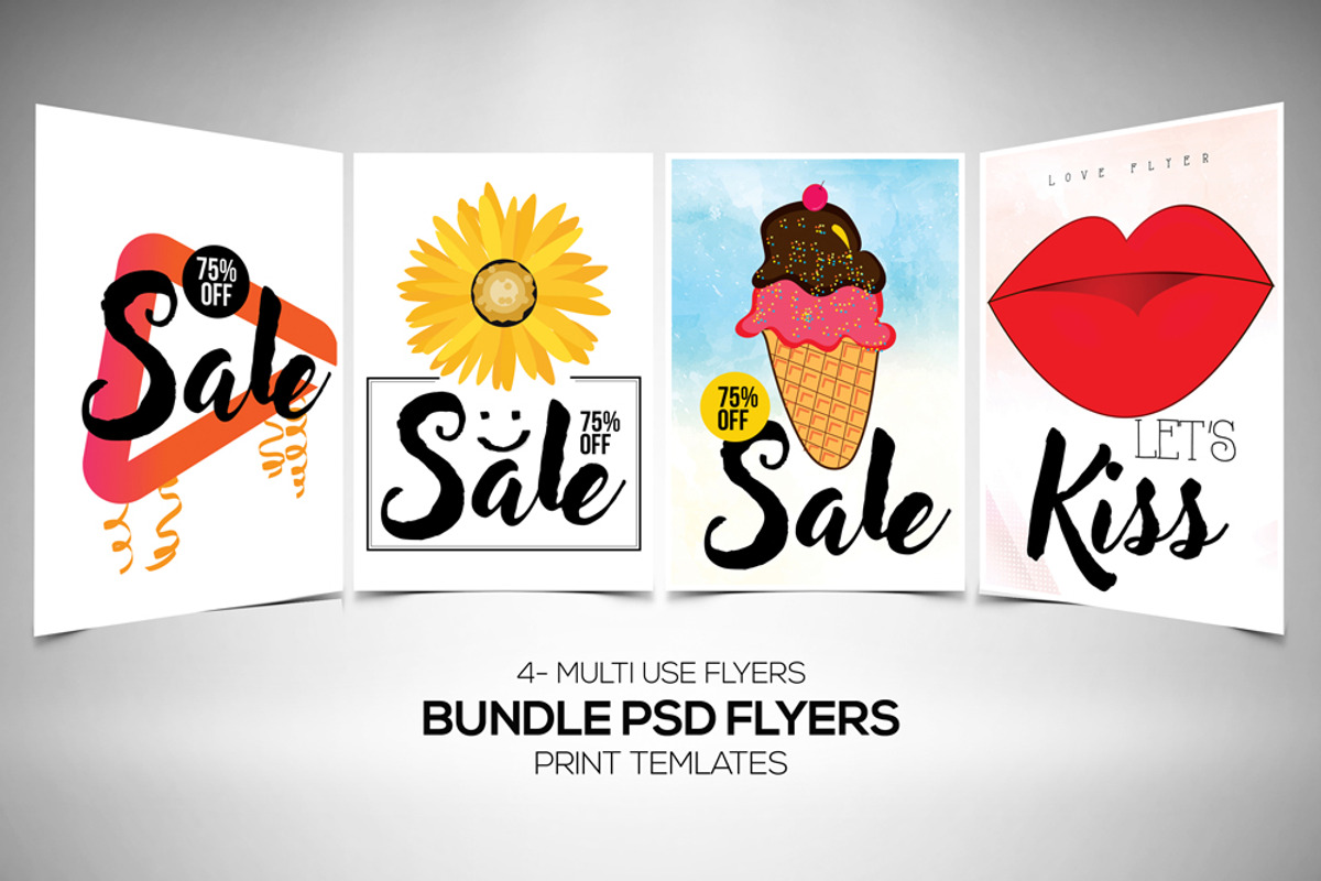 Multi Use Typographic Flyer Bundle, a Flyer Template by Psd Templates