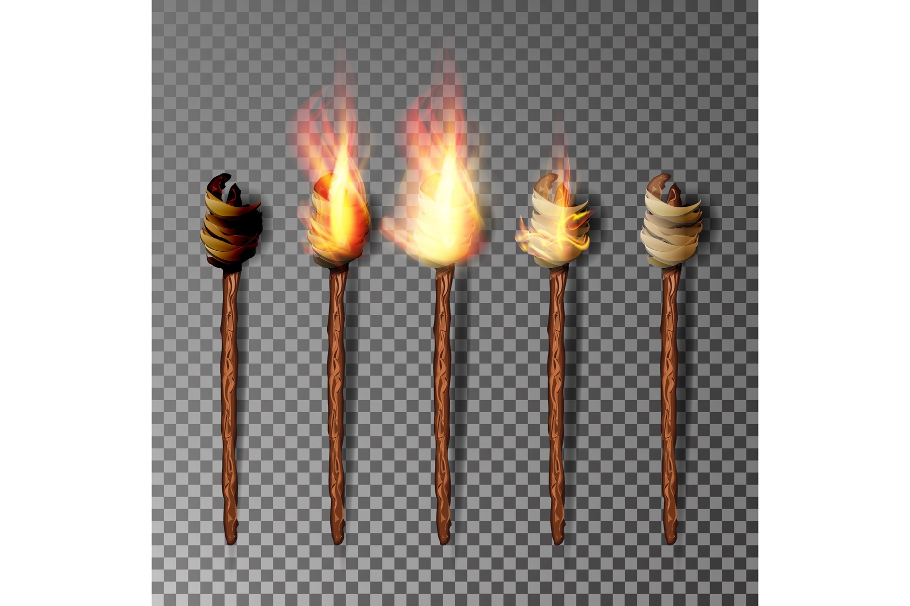 Torch With Flame. Realistic Fire, a Decorative Illustration by pikepicture