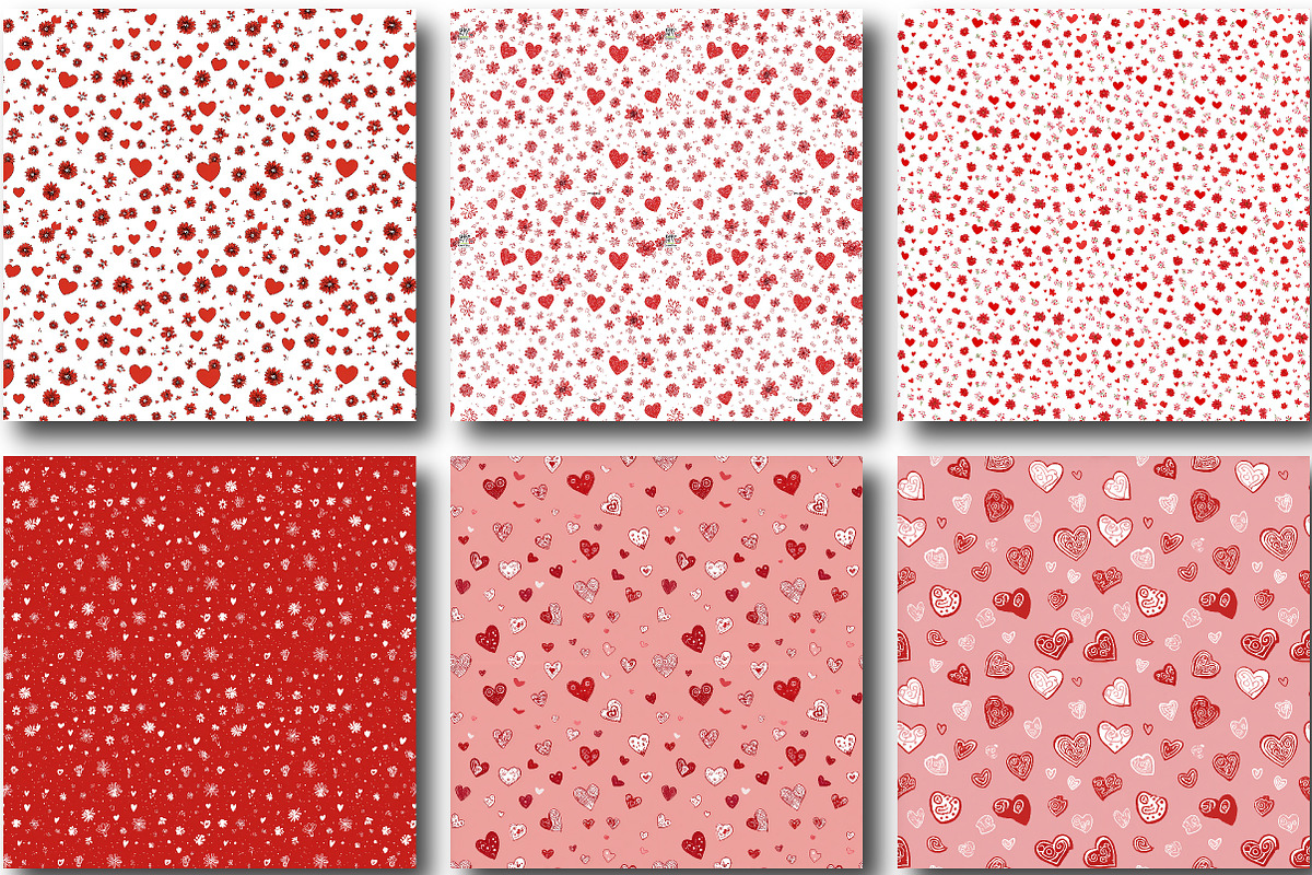 Floral Valentine Pattern Heart Paper, an Illustration by CraftArtStudio