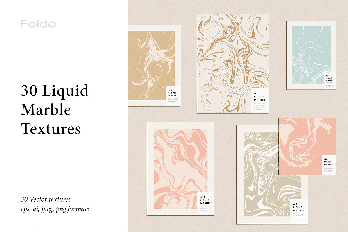 30 Liquid Marble Textures - Vector, a Texture Graphic by Foldo