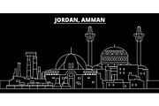 Amman silhouette skyline. Jordan - Amman vector city, jordian linear ...