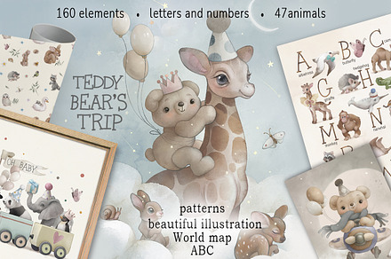 Boho baby Animal watercolor set, an Animal Illustration by TanyaSchuka