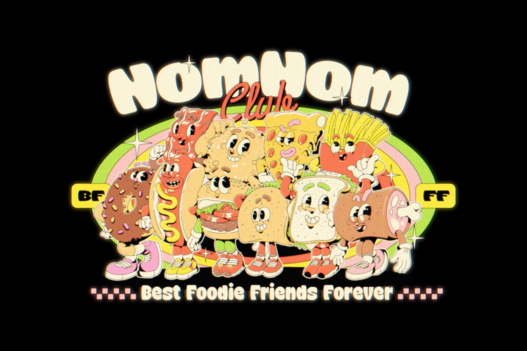 Retro Foods Characters Mascot Design, a Food Illustration by GRVS Studio