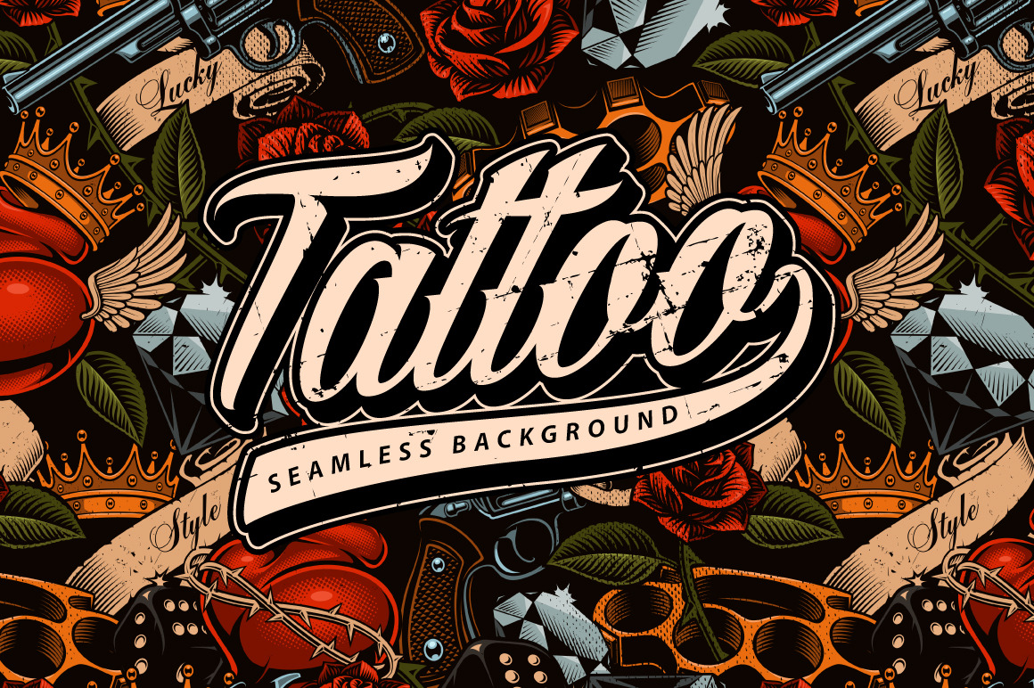 Tattoo seamless background, a Pattern Graphic by Harry Kasyanov