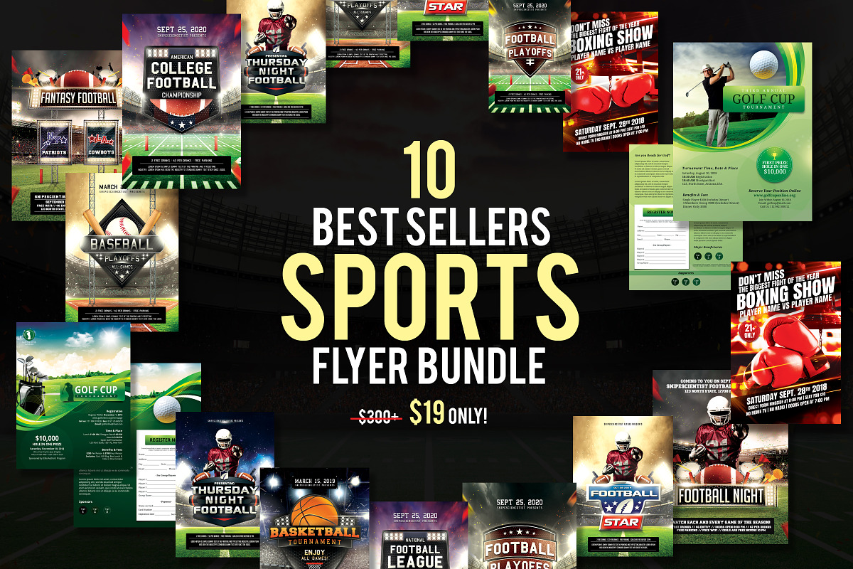 10 Best Sellers Sports Flyer Bundle, a Flyer Template by SNIPESCIENTIST