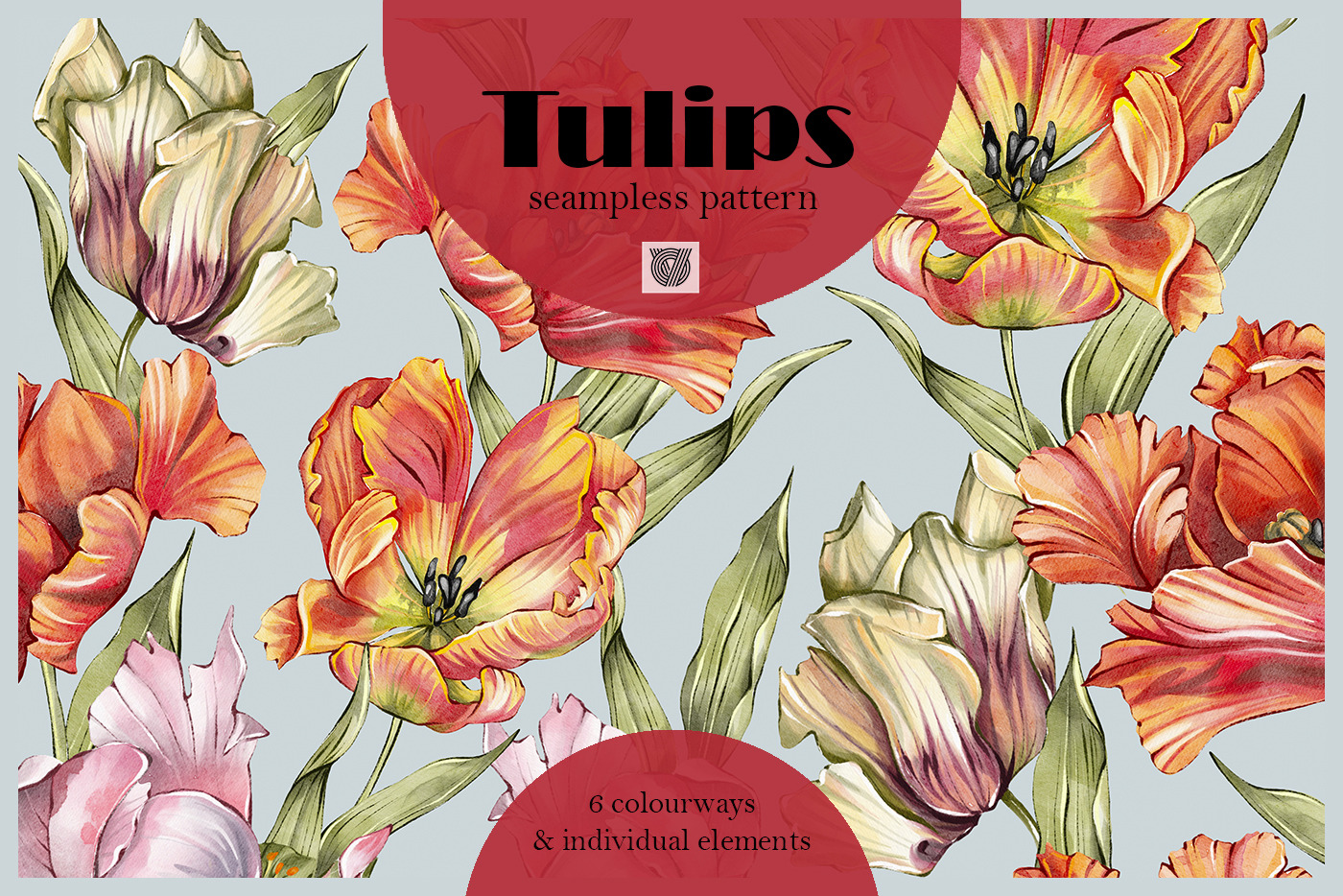 Tulips seamless pattern, a Pattern Graphic by OVSTUDIO