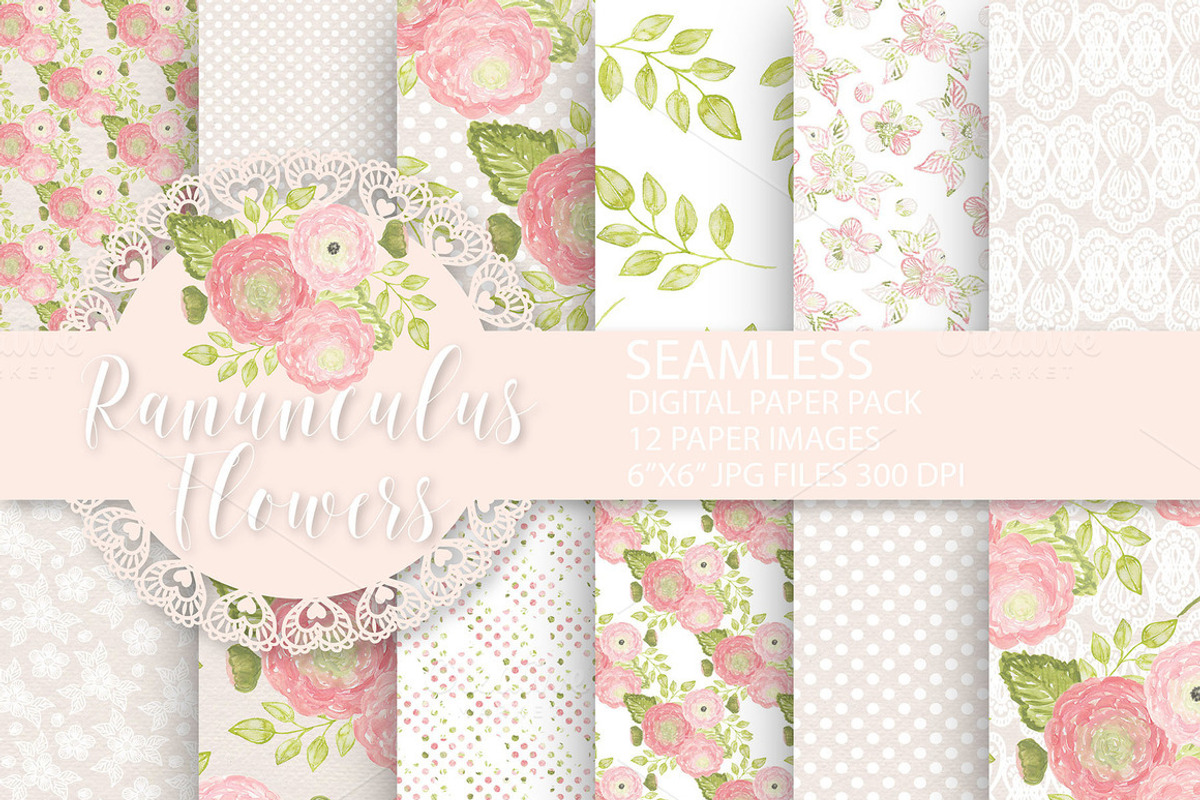 Watercolor digital paper MEGABUNDLE, a Pattern Graphic by designloverstudio