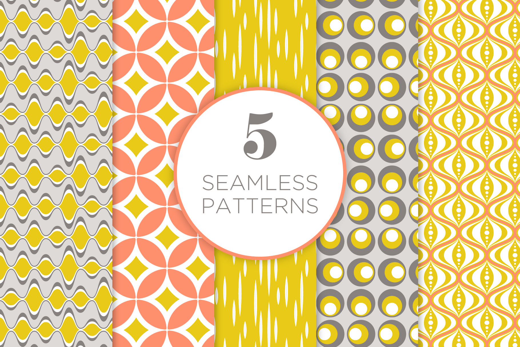 5 Seamless Mid-Century Patterns, a Background Graphic by CojoMoxon