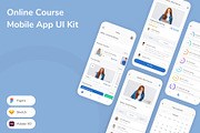 Online Course Mobile App UI Kit | UI Kits and Libraries ~ Creative Market