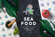 Seafood Icons & logos, an Animal Illustration by Merfin