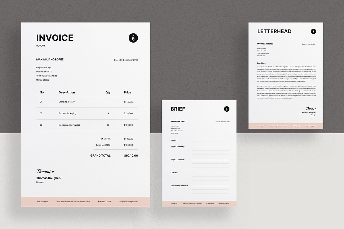 Invoice, Brief and Letterhead Design, a Brochure Template by SLAB! Design