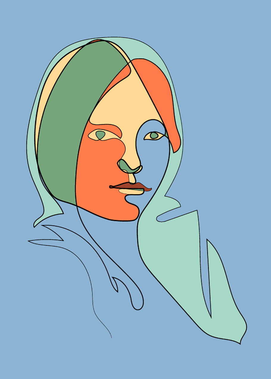 One line portrait elegant sketch, a Decorative Illustration by BestPics