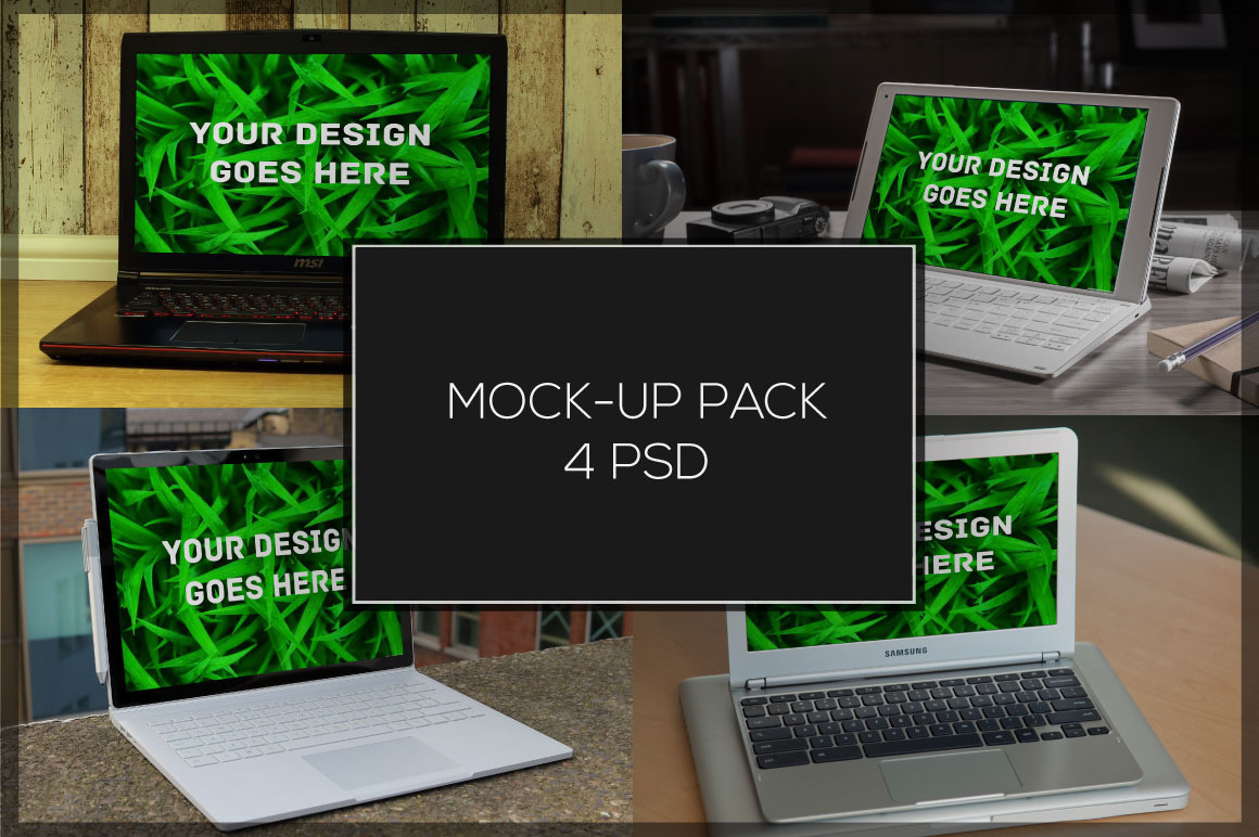Laptop Mock-up Pack#2, a Packaging Mockup by vraiana