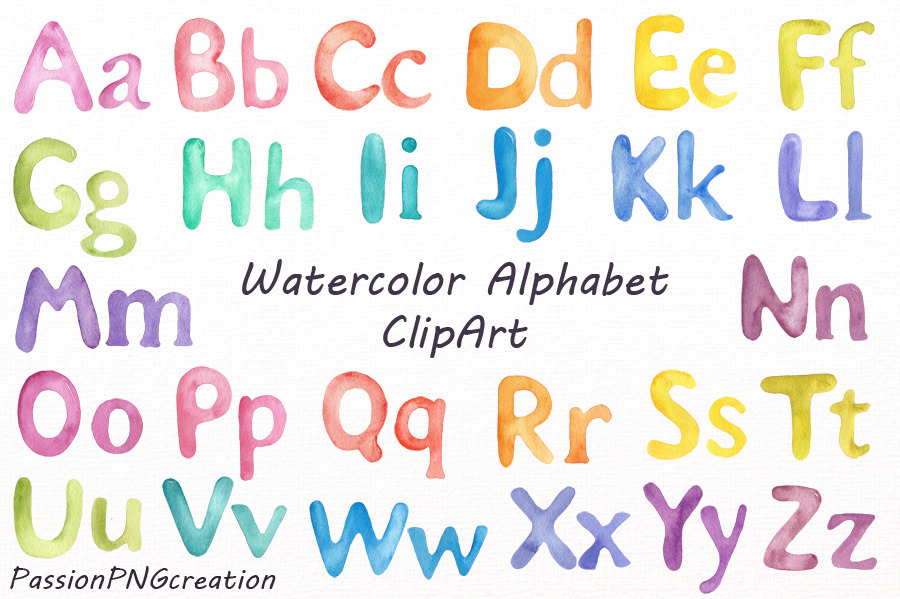 Watercolor Alphabet ClipArt, an Illustration by PassionPNGcreation
