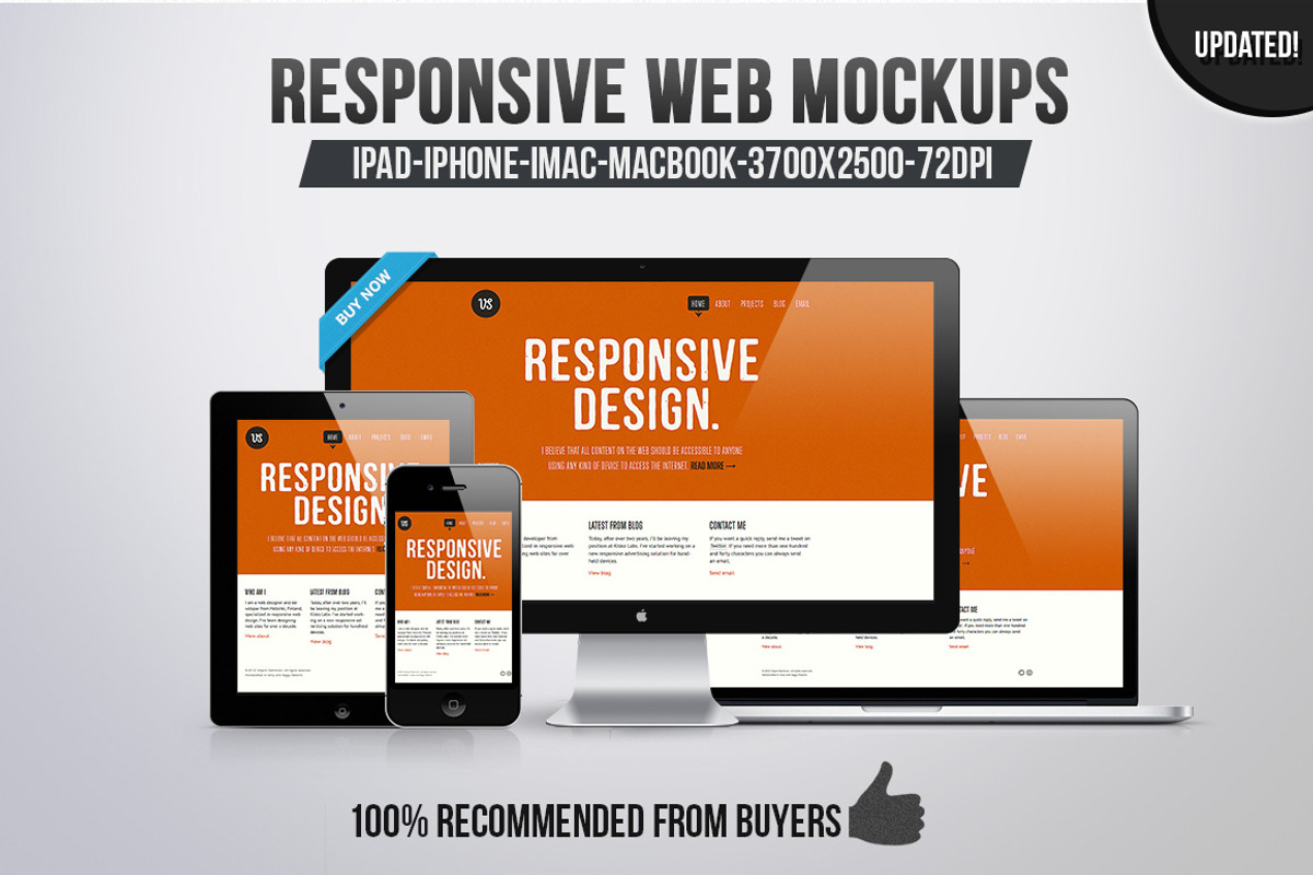 12 Responsive Web Mockups (50% OFF), an iPhone Mockup by Graphicon