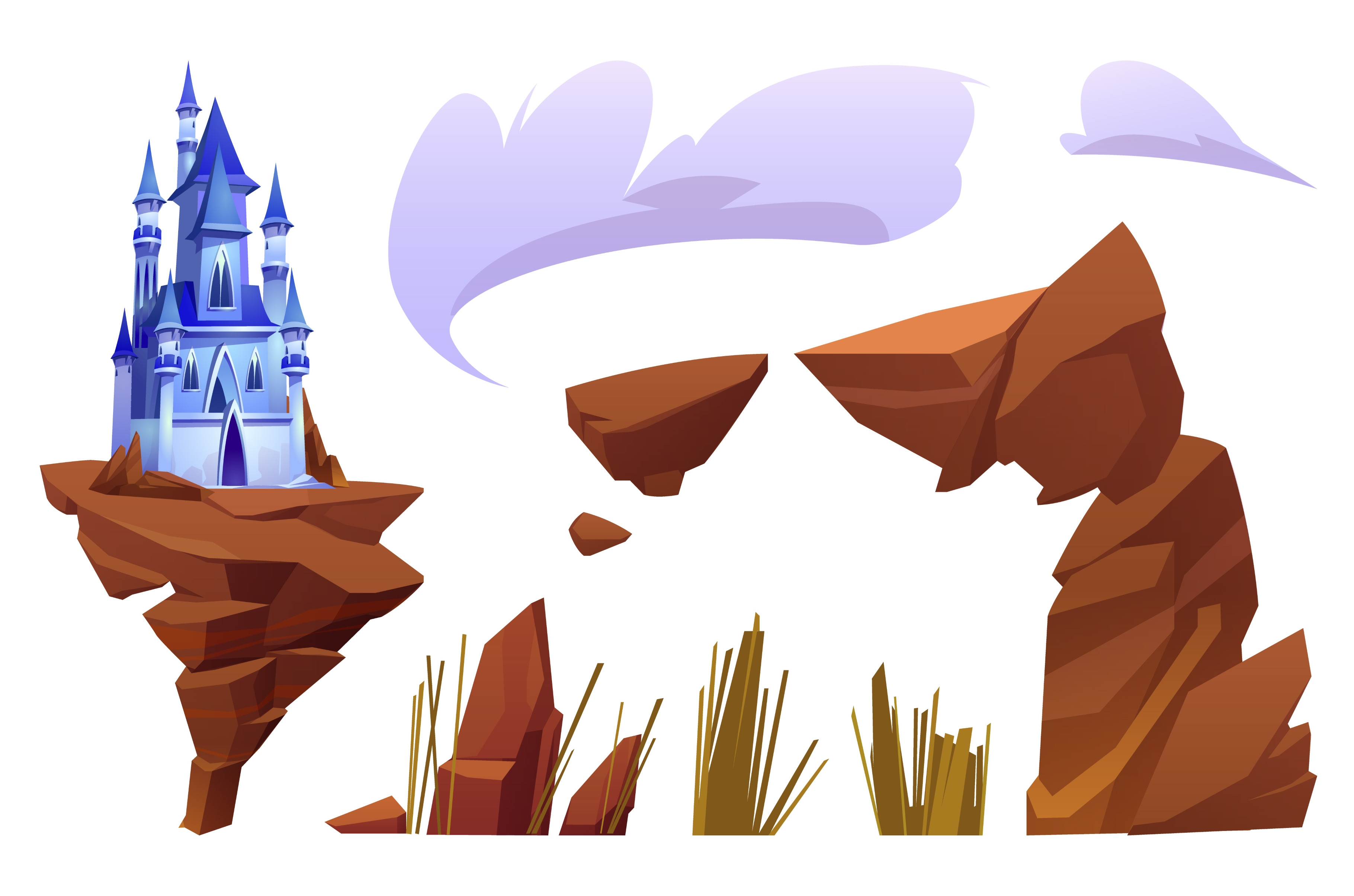 Fantasy blue castle and landscape, an Illustration by art PVP - market