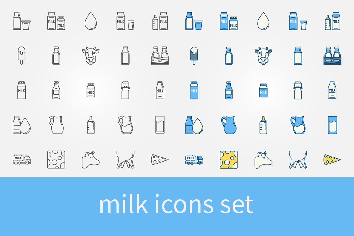 Milk vector icons set, an Icon by Venomous Vector