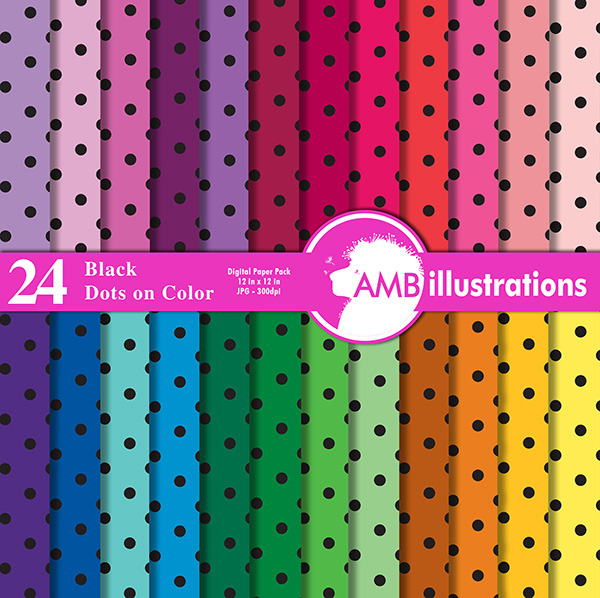 24 polka dots digital papers AMB-410, a Pattern Graphic by AMBillustrations