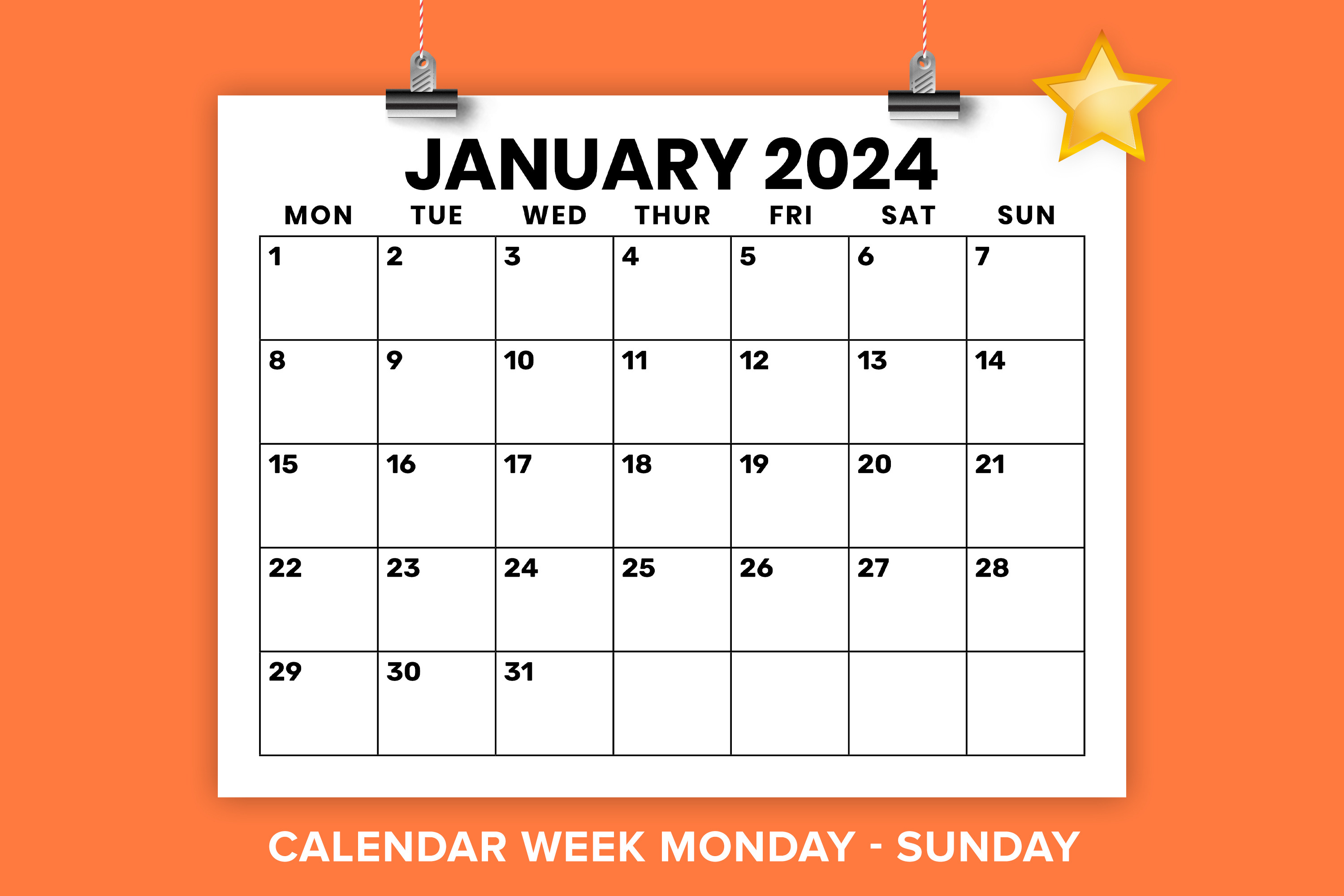 2024 8.5x11 Inch Mon-Sun Calendar, a Stationery Template by Running ...