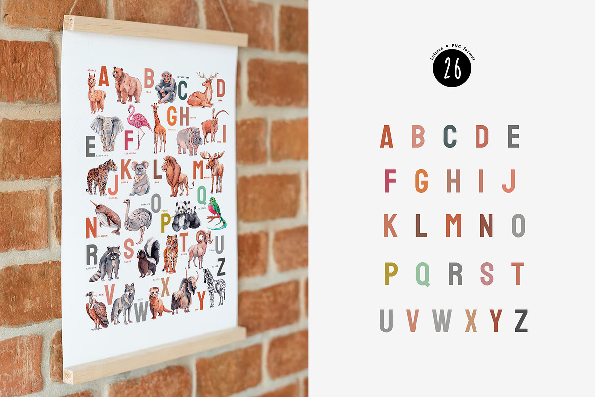 Kids Animal Alphabet. Watercolor ABC, an Education Illustration by VerAna
