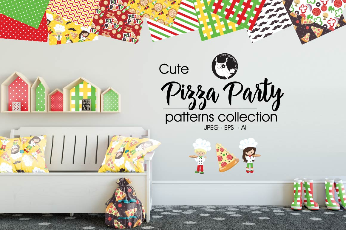 PIZZA PARTY Pattern collection, a Pattern Graphic by PrettyPatterns