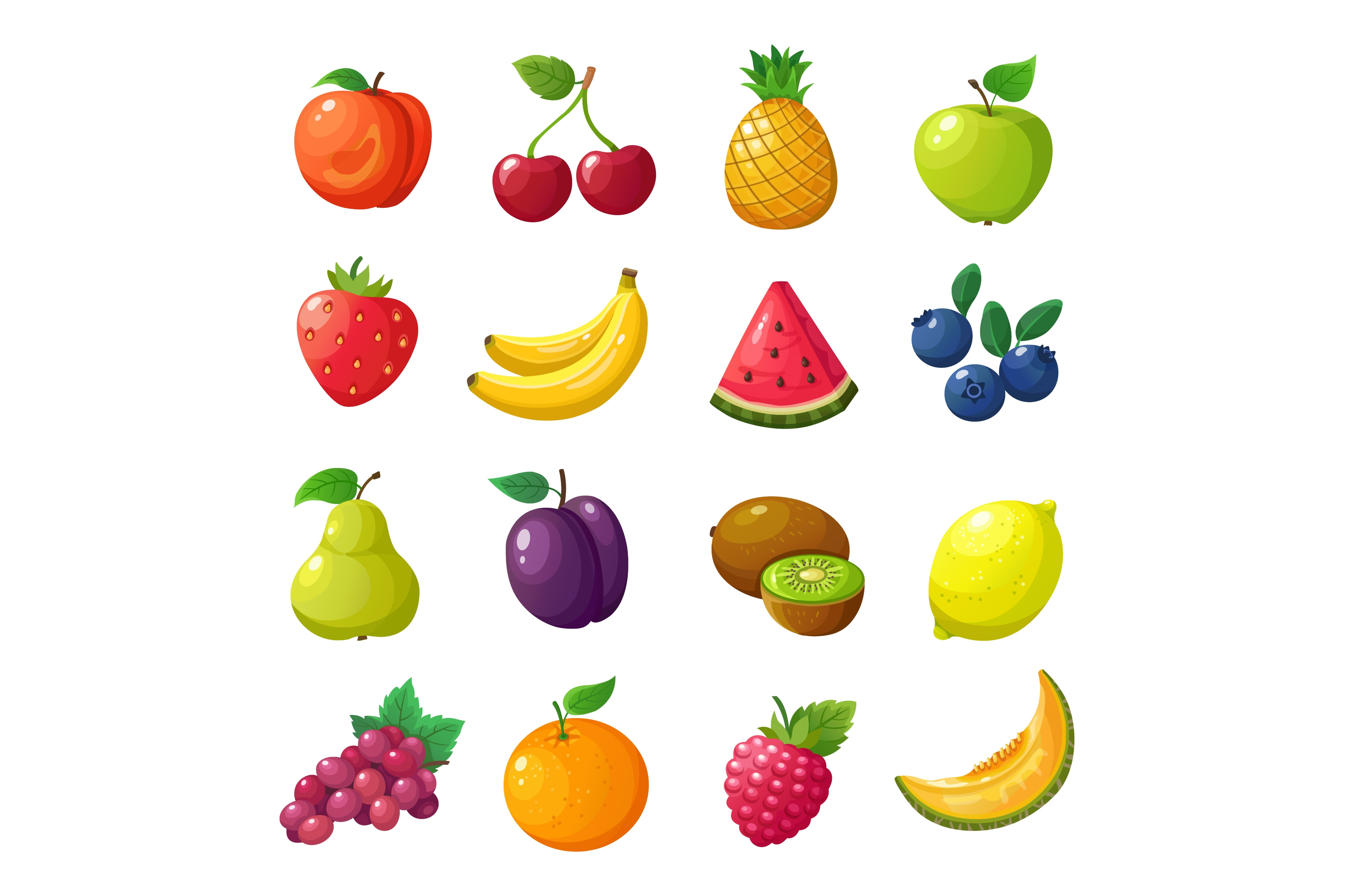 Cartoon fruits and berries. Melon, a Background Graphic by Valerie ...
