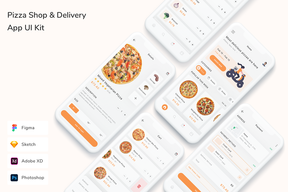 Pizza Shop & Delivery App UI Kit, an UI Kit Template by Betush