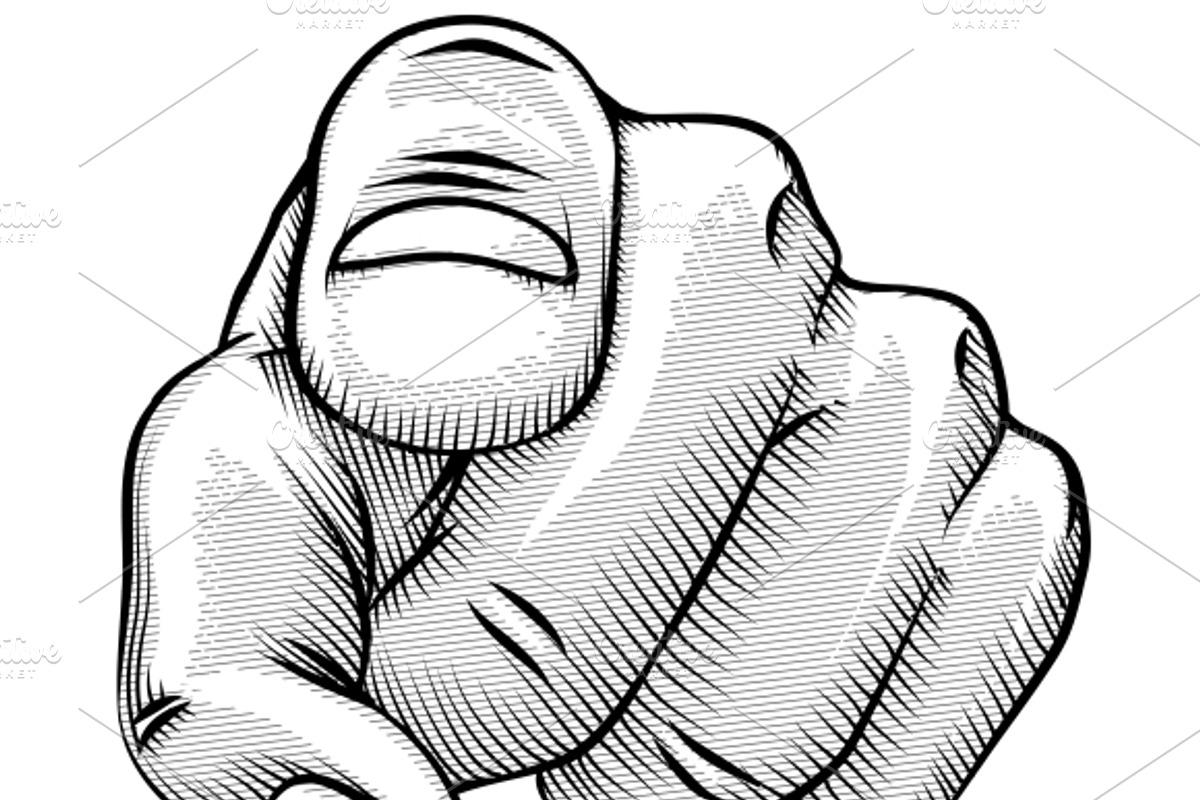 Retro pointing finger, an Illustration by Microvector