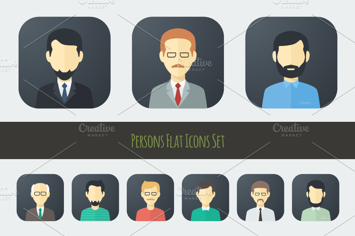 Flat Persons Icons Set 1, an Icon by Alex Serada