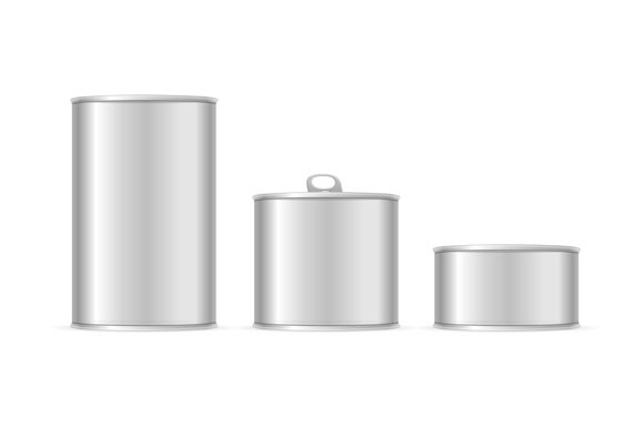 Set of Metallic Tin Cans. Vector, an Object Graphic by Vector and Templates