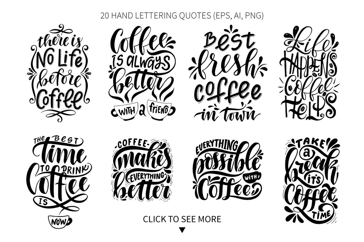 Coffee lettering set, a Decorative Illustration by NinaFedorova