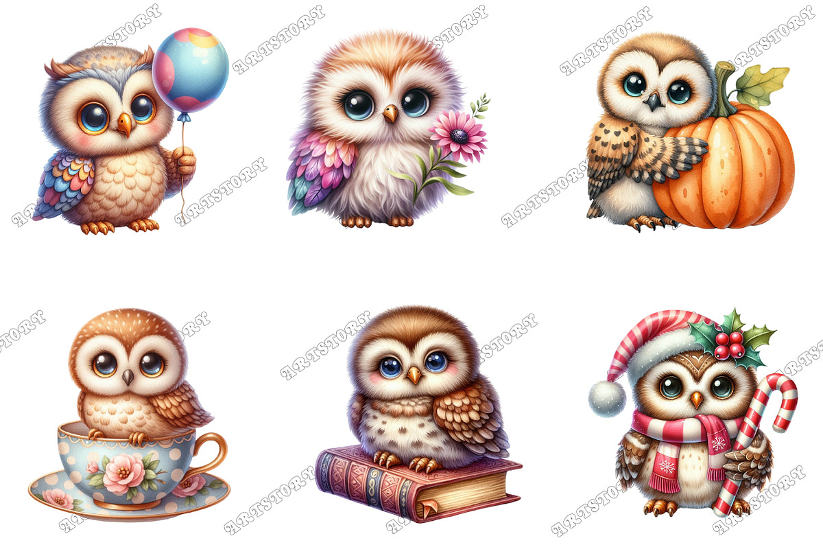 Cute Little Owl Clipart Sublimation, an Illustration by designcity5