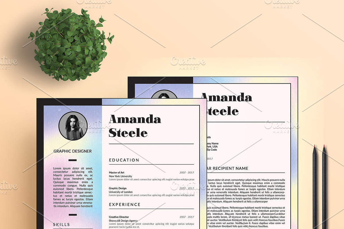 Holographic CV Resume Template / N, a Resume Template by Showy68 Template