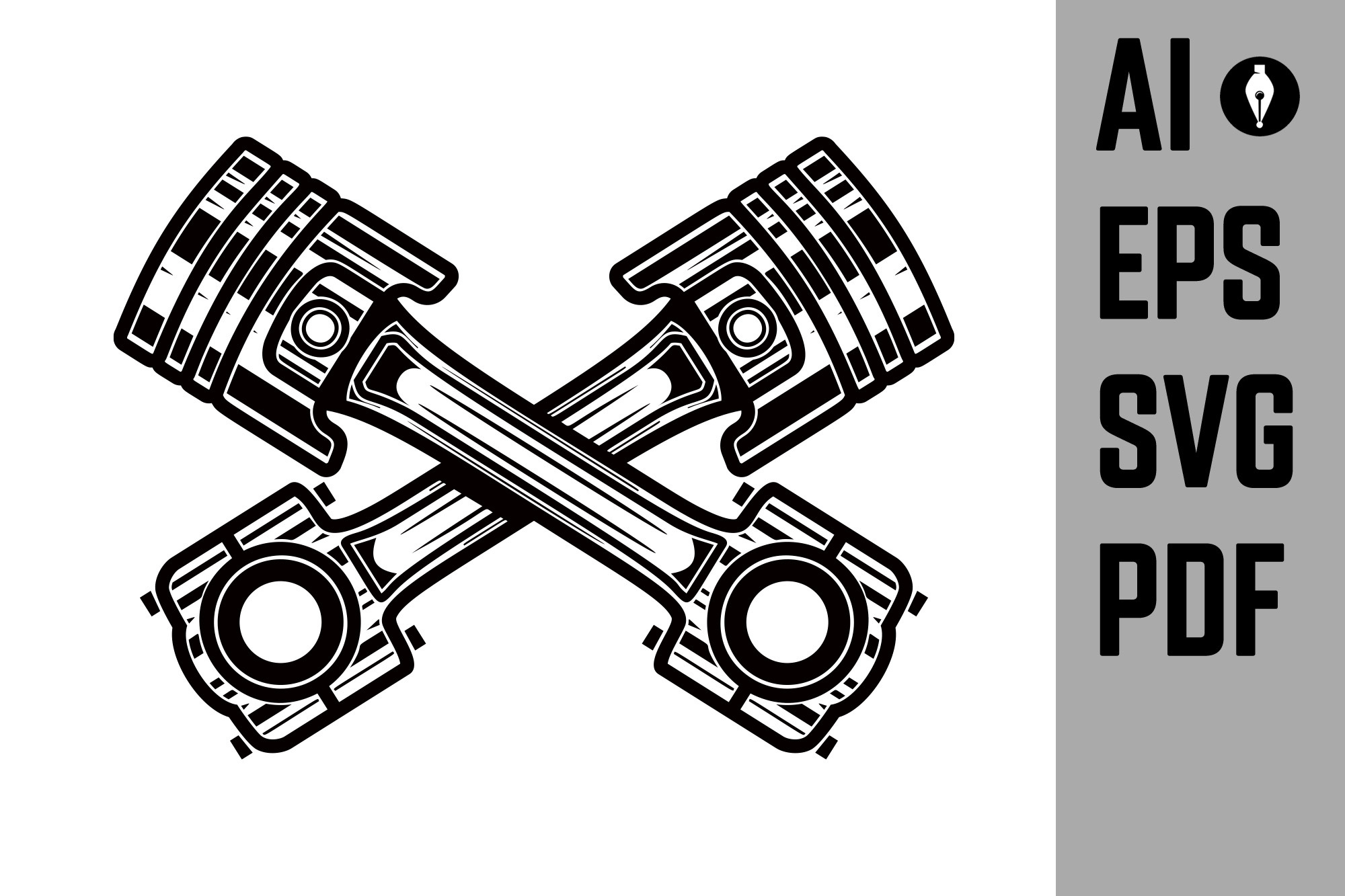 Crossed motorcycle pistons. Design, a Technology Illustration by ...